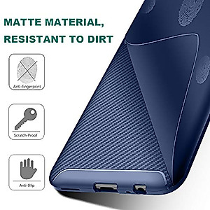 Phone Case for Huawei Y9 Prime 2019 with Tempered Glass Screen Protector Cover and Cell Accessories Slim Thin Rugged Soft TPU Silicone Carbon Fiber Hawaii Enjoy 10 Plus Cases Women Girls Men Boys Blue