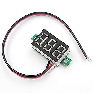 (5 Pack) JacobsParts DC 0-30V 3-Wire Voltmeter 3-Digit LED Display Panel Volt Meter Digital Voltage Tester (Red)