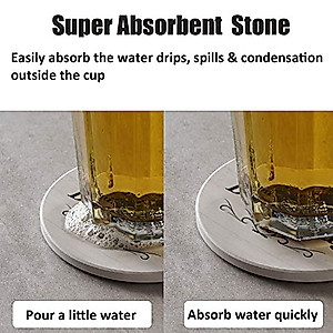 Coasters for Drinks, Funny Drink Coasters Absorbent with Holder 6 Pcs Absorbing Stone Funny Coaster Gift Set Housewarming Gift New Home Apartment Kitchen House Decor Gift for Women Men