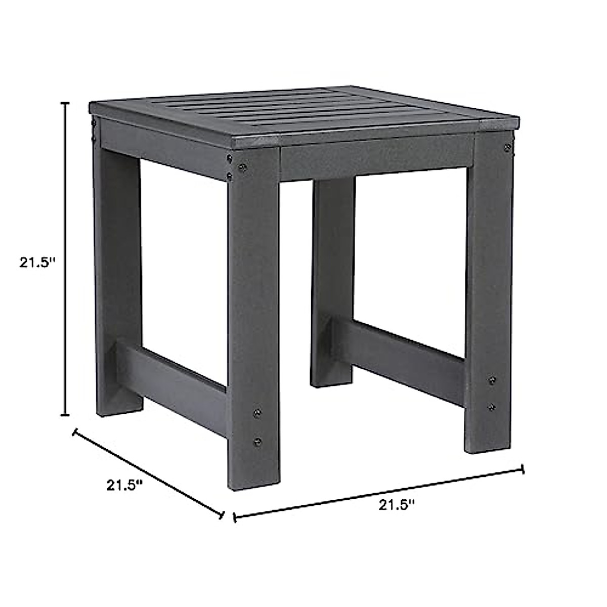 Signature Design by Ashley Amora Outdoor HDPE Patio End Table, Charcoal Gray