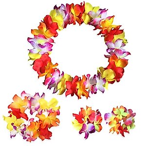 4 Pcs Multicolor Hawaiian Leis for Graduation Party, Dance Party, Photo Prop in Outdoors (Multicolor)