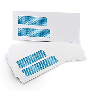 500 #10 Double Window SELF Seal Security Envelopes - for Invoices, Statements & Documents, Security Tinted - EnveGuard, Size 4-1/8 x 9-1/2 -White - 24 LB - 500 Count (30001)