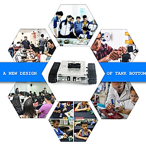 YCKJ Professional Smart Tank Car Chassis with High Torque DC Motors, TP200 Remote Control Metal Robotic Platform Robot Accessories Kit for Arduino Uno, Raspberry Pie, STM32, DIY STEAM Education