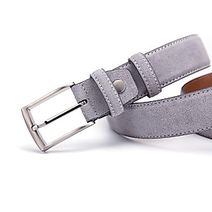 Ground Mind Extra Thickness Suede Leather Belt for Men,34,Grey