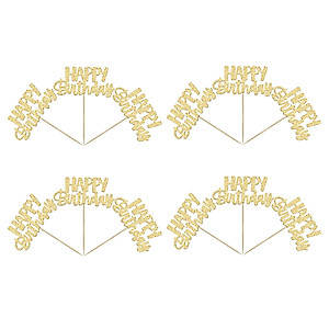 Gyufise 24Pcs Happy Birthday Cupcake Toppers Gold Glitter Celebrating Birthday Cake Picks Baby Shower Kids Birthday Party Decoration Supplies