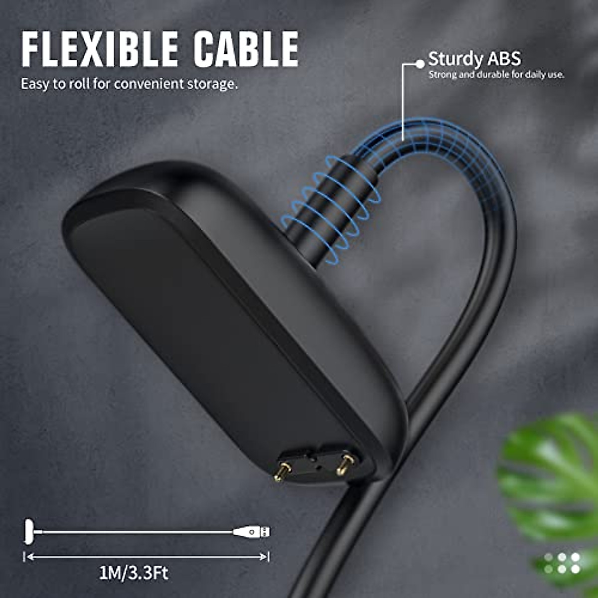 TiMOVO [1-Pack Charger Cable for Fitbit Charge 6/ Luxe/Charge 5/ Luxe SE Fitness Tracker, Magnetic USB Charging Cable,3.3FT Replacement Charging Power Cable Cord for Charge 5/Luxe Smartwatch, Black