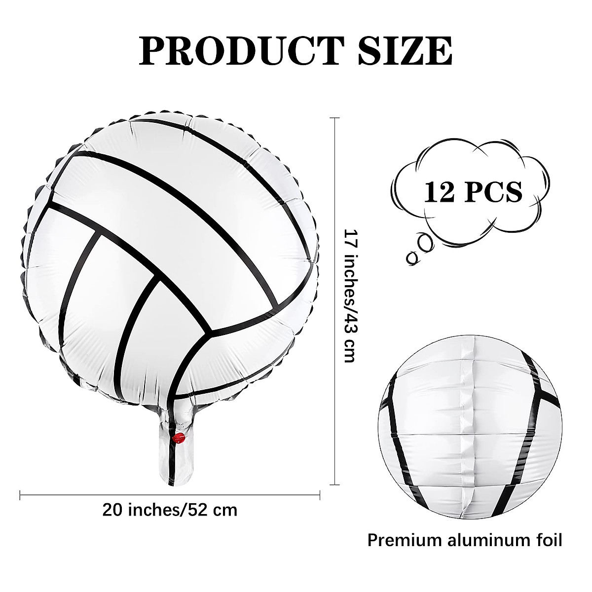 durony 12 Pieces 20 Inches Volleyball Balloons Foil Mylar Volleyball Balloons Aluminum Foil Balloons for Birthday Volleyball Party Supplies Sports Banquet Party Decorations