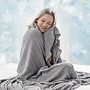 Wemore Cooling Blanket for Hot Sleepers, Summer Cool Blankets That Absorb Body Heat to Keep Cool on Hot Night, Ultra-Cool Lightweight Jacquard Blanket for Bed Sofa, Grey, Blanket Throw 51 X 60 Inches