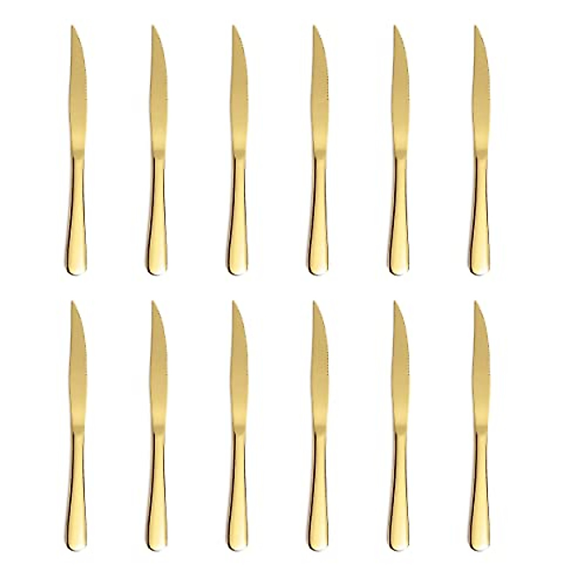 Xingjiake 12-piece Gold Steak Knives, Steak Knives Set Of 12, Stainless Steak Knives, Serrated Butter Knife, Dinner Knives Set, dishwasher safe
