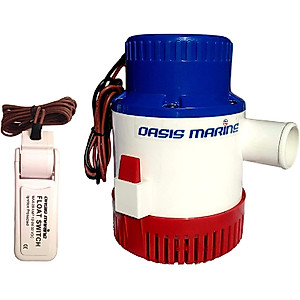 OASIS MARINE 3700 GPH 12v Boat Marine Plumbing Submersible Electric Bilge Pumps (3700gph 12v) Salt Water Pump With Float Switch