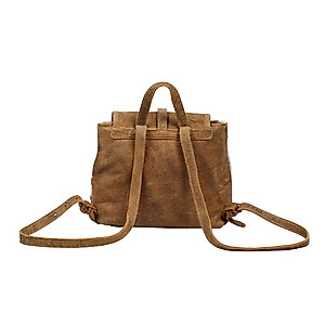 Brown and White Genuine Hair-On Cowhide and Leather Backpack
