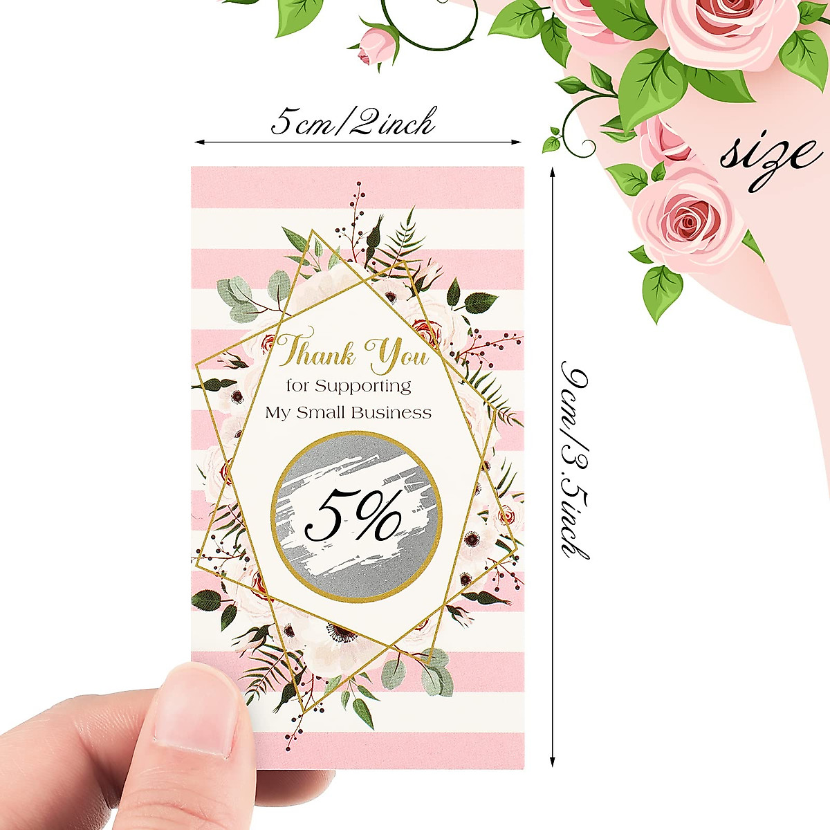 120 Pieces Scratch Off Cards for Small Business Thank You Gift Certificates Loyalty Scratch Cards and Stickers Personalized Blank Gift for Small Business Purchase (Flower Style)