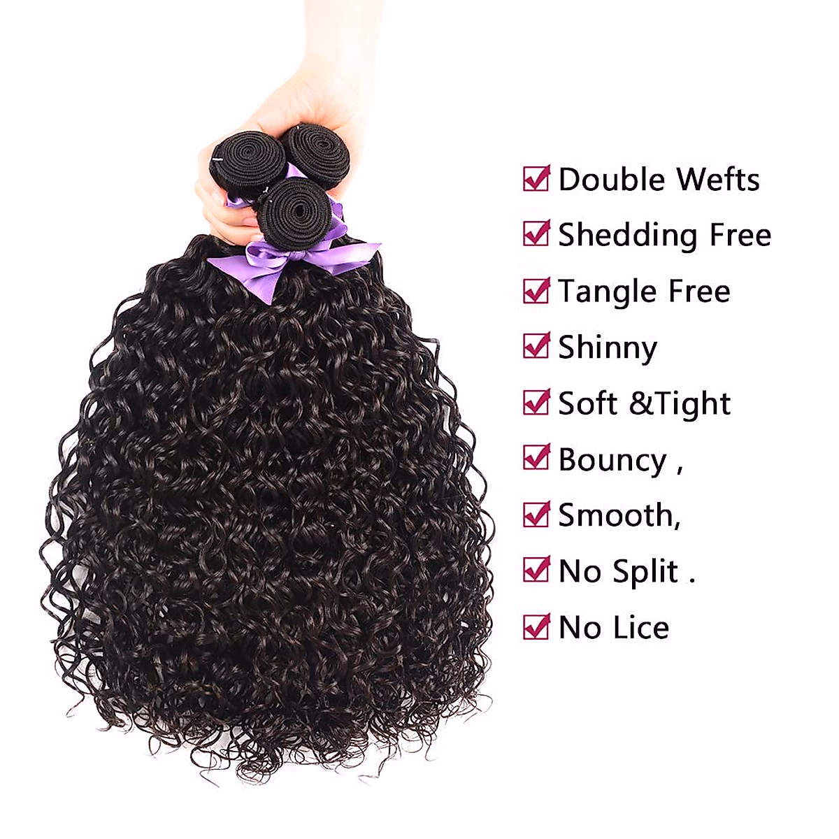 Laritaiya Water Wave Bundles With Closure Human Hair (18 20 22+16) Wet and Wavy Human Hair 3 Bundles with Closure 100% Unprocessed Deep Curly Human Hair Bundles With Closure Natural Black Color