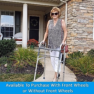 ProBasics Aluminum Lightweight Walker With Wheels, Walker for Seniors, Lightweight Adult Walker with 5" Wheels, Foldable Two-Button Release Walker, 300lbs Weight Capacity