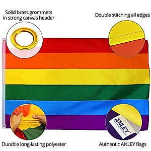 Anley Fly Breeze 3x5 Foot Rainbow Pride Flag - Vivid Color and Fade proof - Canvas Header and Double Stitched - Gay LGBT Pride Day Month Parade LGBTQ Community Banner Flags with Brass Grommets
