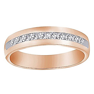 Round Shape (0.25 Cttw) White Natural Diamond Engagement Wedding Ring In 14K Solid Rose Gold, Size-11.5