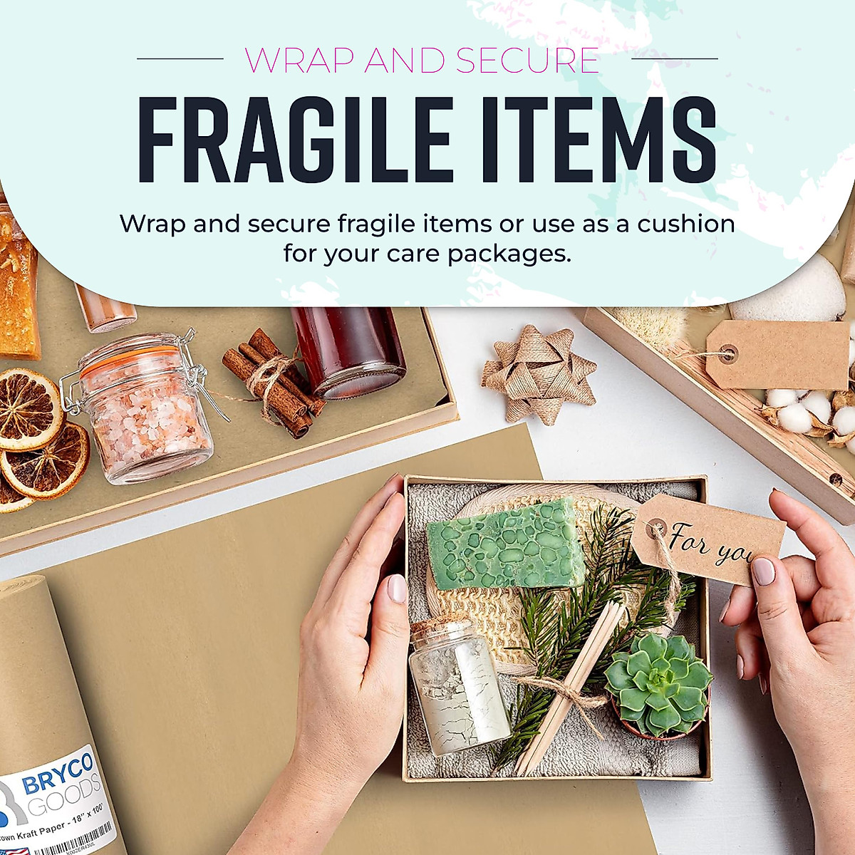 Large Brown Kraft Paper Roll - 36" x 1200" (100 ft) - Made in USA - Ideal for Gift Wrapping, Packing, Moving, Postal, Shipping, Parcel, Wall Art, Crafts, Bulletin Boards, Floor Cover or Table Runner