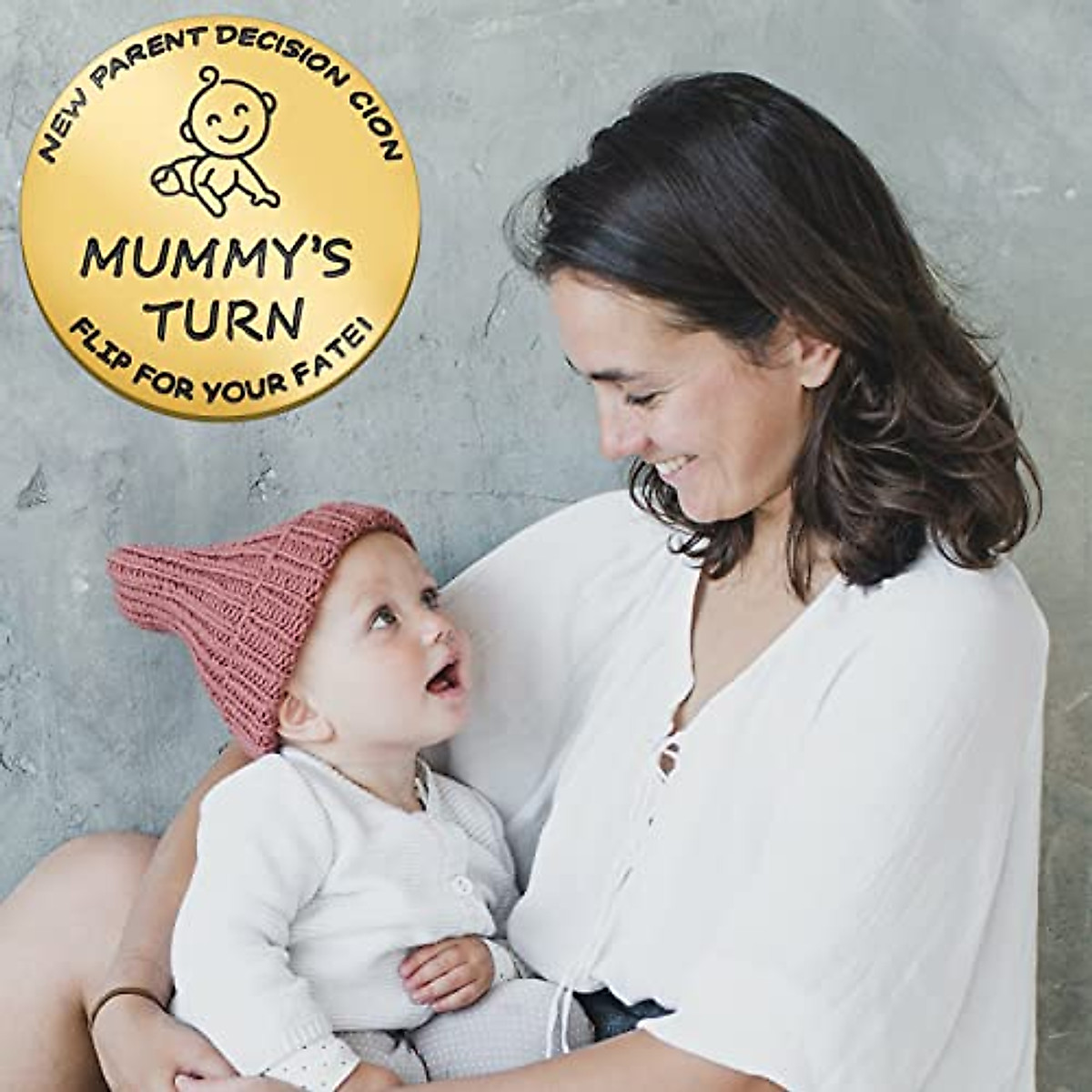 Huwane New Parent Decision Coin Flip for Your Fate, Mummy's Turn or Daddy's Turn, Mom Dad Coin Flip New Baby Gift for Wife, Husband, Mother's Day, Father's Day, Birthday, Christmas