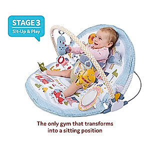 Yookidoo 3-in-1 Urban Baby Gym. Lay-to-Sit Up Play Mat with Tummy Time Pillow and Infant Toys. Easy Fold and Carry. 0-12 Month