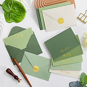 Crisky Shade of Sage Green Thank You Cards (25 Pack) with Craft Envelopes & Stickers Greeting Cards Bulk for Birthday, Baby Shower,Bridal Shower, Wedding, Graduation