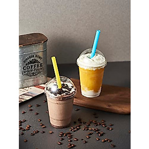 [100 Sets-16 oz.] Plastic Cups With Dome Straw Slot Lids PET Crystal Clear Disposable Togo Cup BPA Free For Party Ice Cold Drinks Coffee Tea Parfait Dessert Smoothie Bubble Boba Fruit Milkshake Slush