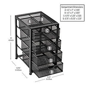 Mind Reader File Storage Drawers, Desktop Organizer, File Storage, Office, Metal Mesh, 10.25"L x 12.375"W x 16"H, Black