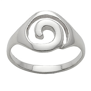Silverly Women's 925 Sterling Silver Simple Open Circular Swirl Round Spiral Curl Band Ring
