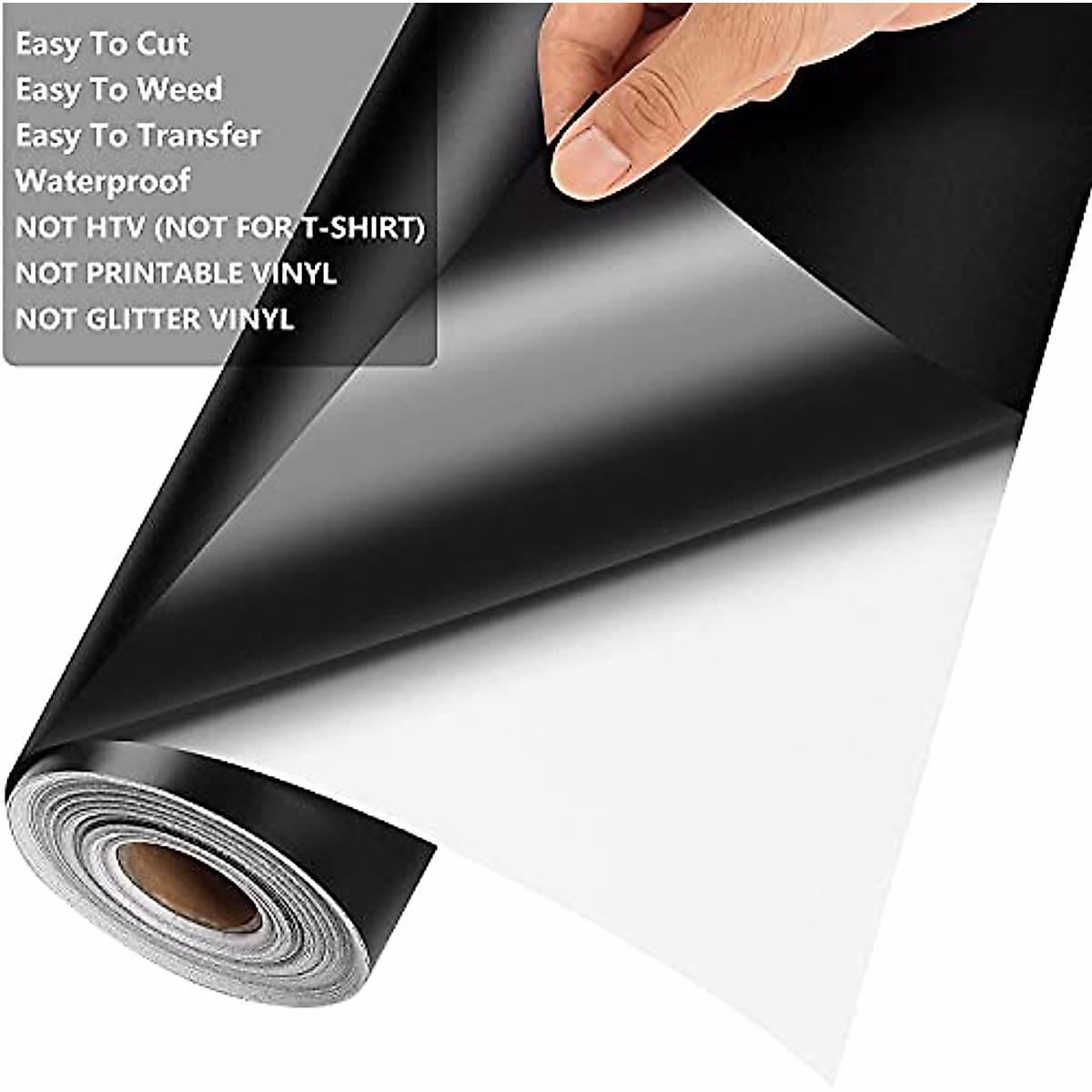 Permanent Vinyl Roll - 12" x70 Ft-Matte Black Self Adhesive Vinyl Roll for Silhouette Cameo, Decor Sticker, Cutting Machine, Craft Cutter Machine, Home Decal