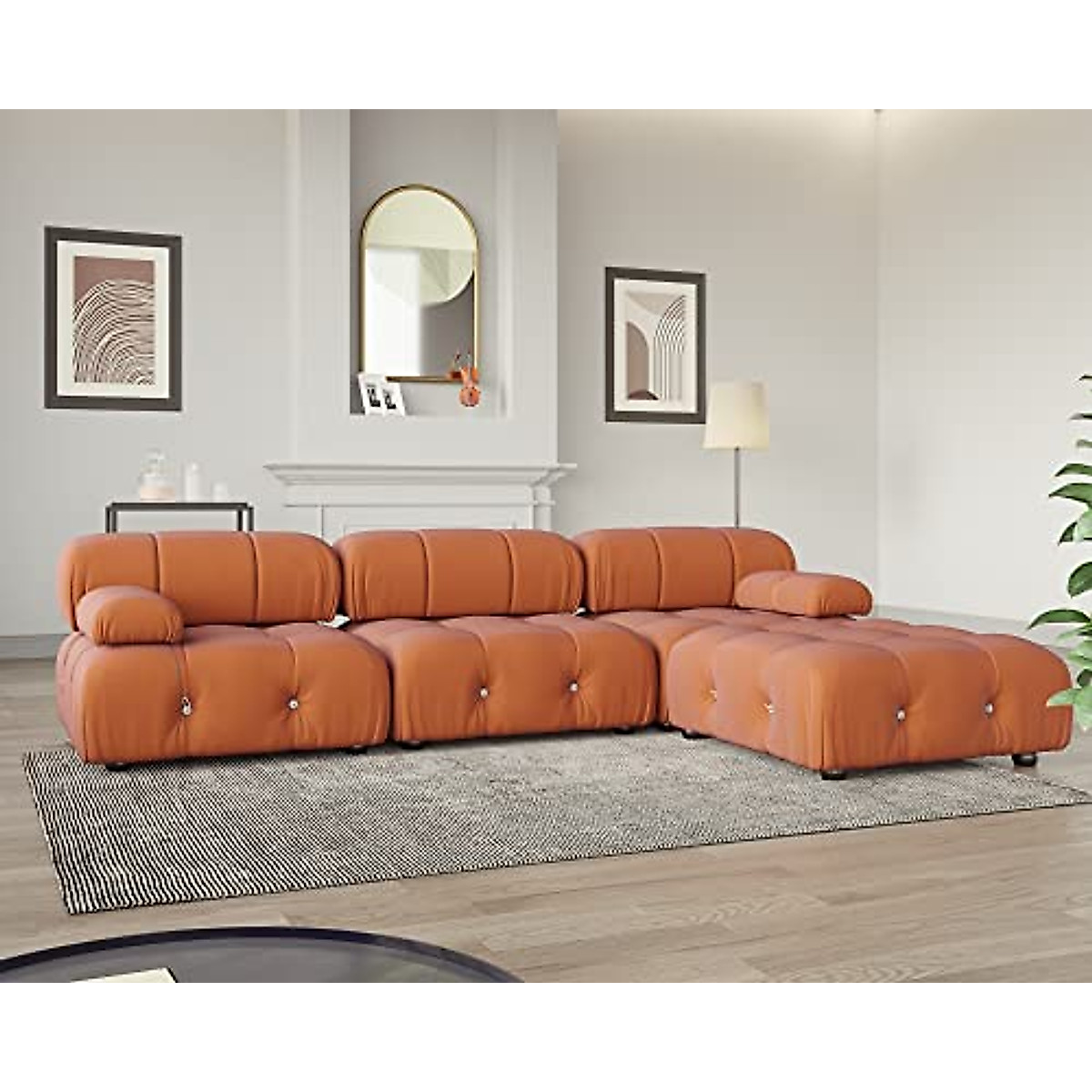 Sdorens Modern Velvet Sectional Sofa, L Shape Minimalist Modular Sofa Couch, Convertible Sofa Couch for Living Room, Apartment