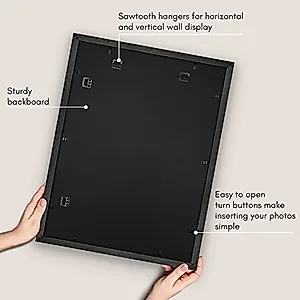 Americanflat 18x24 Poster Frame in Black - Use as 12x18 Picture Frame with Mat or 18x24 Frame Without Mat - Wide Engineered Wood Frame, Plexiglass Cover, and Hanging Hardware for Wall