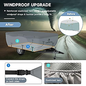 VINPATIO 7 Layers Pop Up Camper Cover, Folding Camper Trailer Cover Fits 12'-14' Trailers, Grey