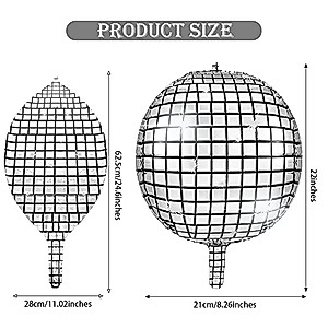 5 Pieces 22 Inches 4D Disco Ball Balloons Large Laser Foil Balloon Metallic Mirror Balloon for Disco Dance Party Birthday Party Wedding Ceremony (Basic Style)