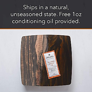 Stella Falone Reversible Wood Cutting Board Made of Solid West African Crelicam Ebony Wood – 18'' x 11.4'' X 1.6'', Heavy-Duty, Premium Serving Board with Carved Grip Edge – Includes Conditioning Oil