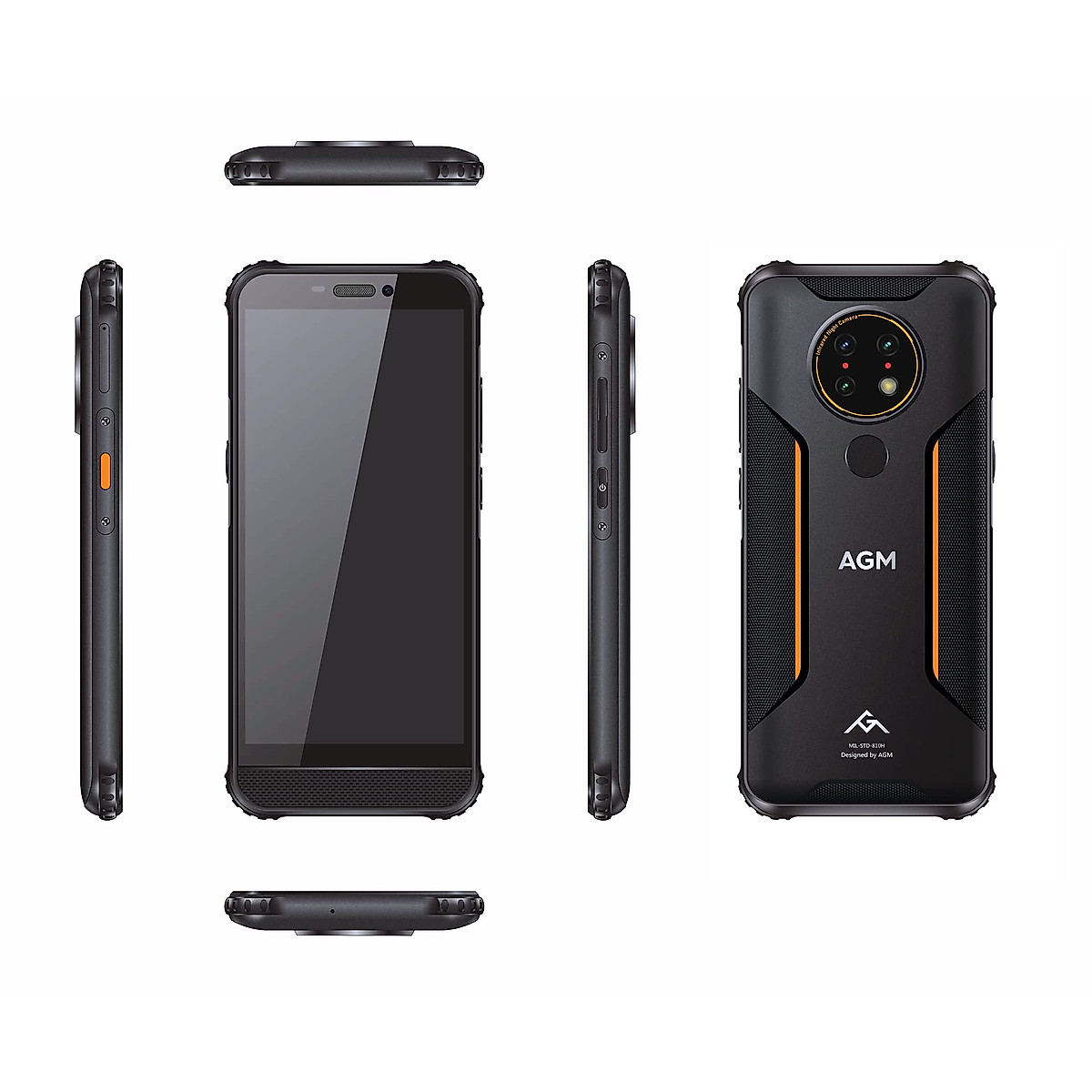 AGM H3 Rugged Smartphone, Rugged Phone Unlocked Android 11 4G LTE, 13MP Infrared Night Quad Camera, IP68/IP69K Waterproof, 5.7" HD+ Screen 4GB+64GB, 5400mAh Battery, 2W Loud Speaker/PTT/GPS/NFC Black