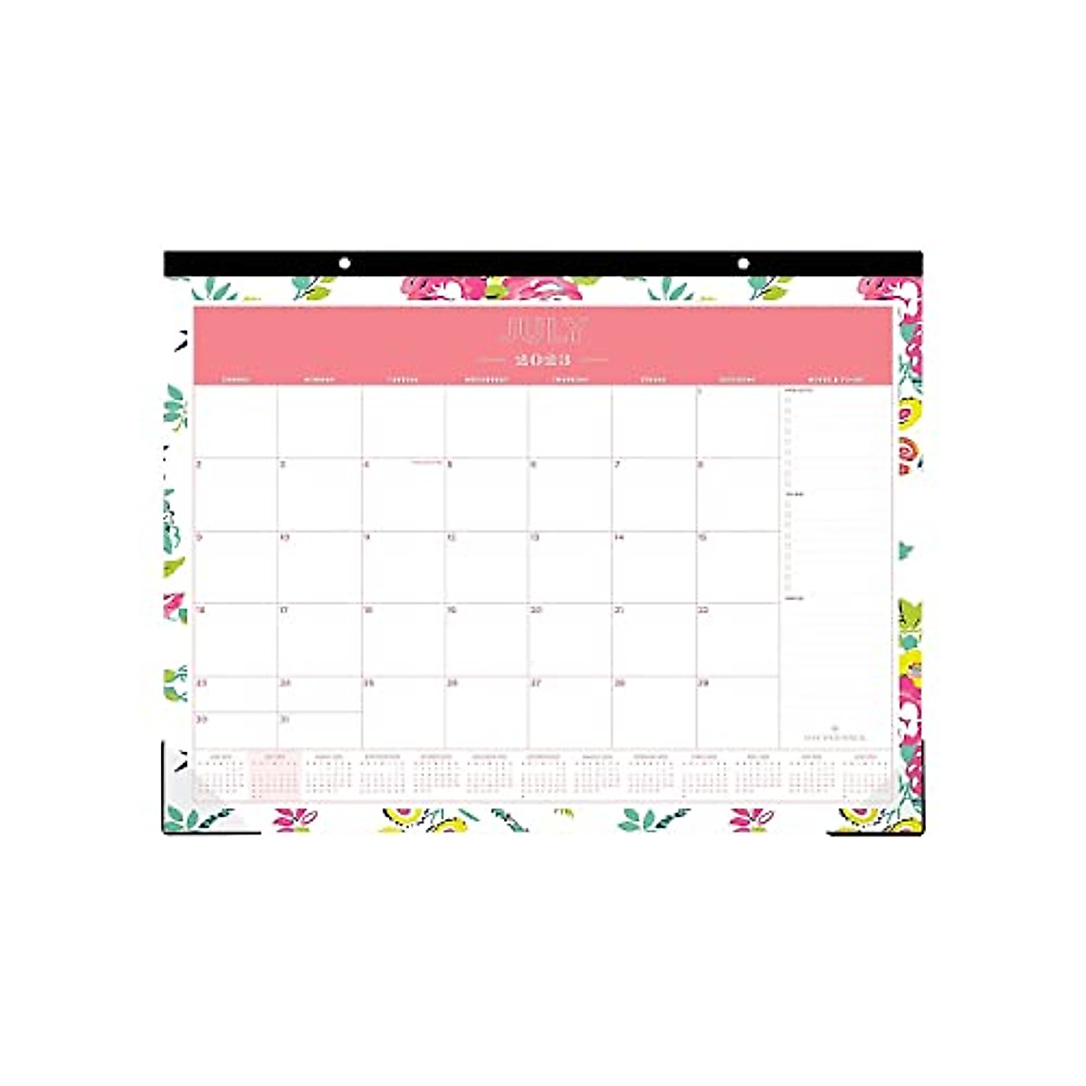 Blue Sky Day Designer for 2023-2024 Academic Year Monthly Desk Pad Calendar, 22' x 17', Trim Tape Binding, Two-Hole Punched, Peyton White (107938-A24)