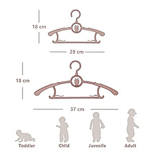 Baby Nursery Closet Hangers, LIYUXIDONG Extendable & with 360° Swivel Hook Infant Hanger, Newborn Non-Slip Hanger, 20pcs Pink Adjustable Children Coat Hanger for Girl Boy Toddler Kid Hangers