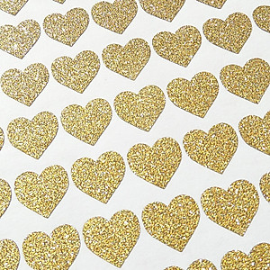 Amaonm 72 Pcs Removable Sparkling Gold Heart Wall Decals Stickers DIY Peel and Stick Art Decor Vinyl Wall Decal for Home Walls Weeding Birthday Party Kids Room Nursery Bedroom Wall Decoration