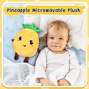 Wettarn 2 Pieces Warmies Microwavable Stuffed Fruit Heatable Unscented Avocado Pineapple Heating Pad Hot and Cold Therapy Plush Toys for Boys and Girls