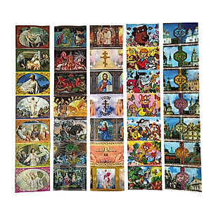 ZAVHOZ Easter Egg Wraps Decoration Russian Orthodox Paskha Heat Shrink Decor Strips Ukrainian Pysanka Angels Saints Church Nature Paintings 10 Thermo Sleeves with 7 Designs for 70pcs Hen Eggs