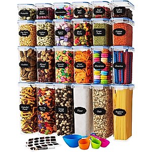 Chef's Path Airtight Food Storage Containers Set with Lids (24 Pack) for Kitchen and Pantry Organization - BPA Free Kitchen Canisters for Cereal, Rice, Flour & Oats - Free Marker and 24 Labels