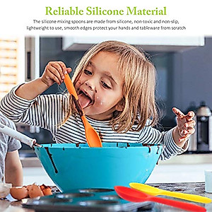 4 Pieces Silicone Mixing Spoon Heat Resistant Basting Spoon Utensil Spoon Non-stick Spoon for Mixing, Baking, Serving and Stirring