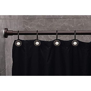 Oil Rubbed Bronze Shower Curtain Hooks, Decorative Sunflower Shower Curtain Rings for Bathroom Shower Curtain Rods and Liner,Metal Shower Hooks, Floral Pearl Shower Rings for Curtain Set of 12