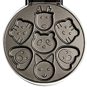 Animal Mini Waffle Maker- Make 7 Different Shaped Pancakes for Easter Morning- Includes a Cat Dog Reindeer & More- Electric Nonstick Waffler Iron, Pan Cake Cooker Makes Fun Breakfast, Gift for Kids