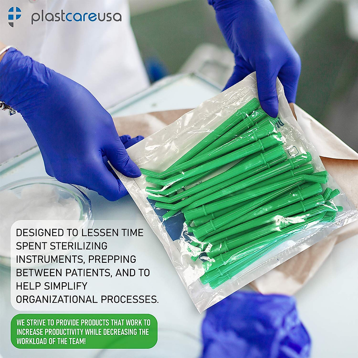 100 Large Dental Surgical Aspirator Aspirating Green Suction Tips, 1 4 Inch Diameter, 4 Bags of 25