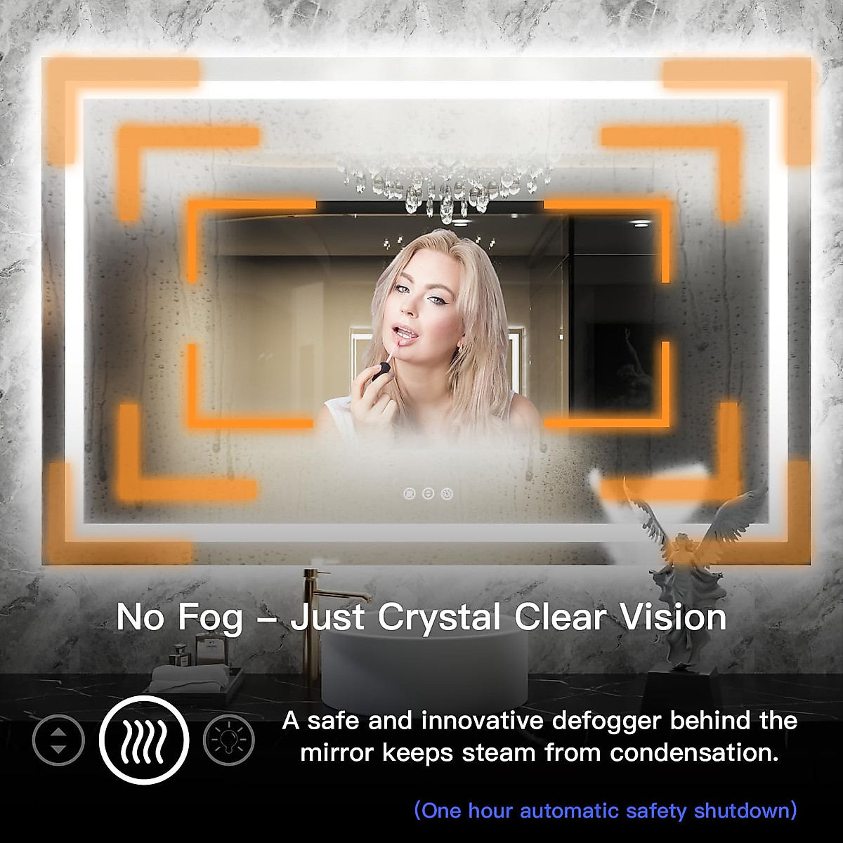 ISKM 55''x30'' Large led Lighted Bathroom Mirror Front and Backlight Mirror for Wall LED Bathroom Mirror Waterproof and Shatter-Proof Makeup Mirror