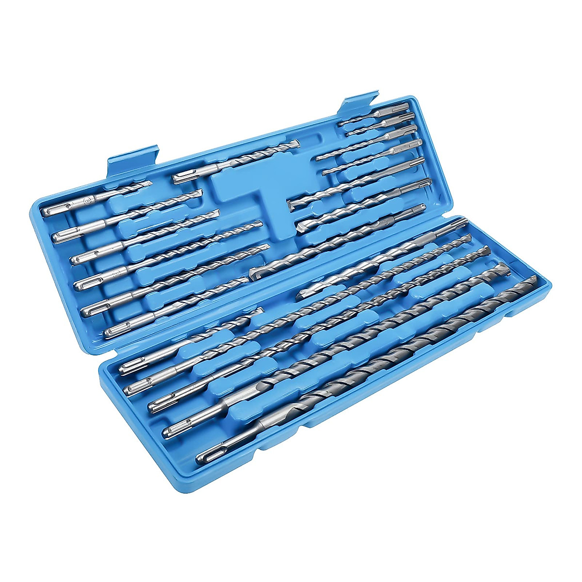 SDS Plus Rotary Hammer Drill Bits 20pcs SDS+ Carbide Tip Concrete Masonry Hole Tools with Storage Case Drill Bits Size Range 3/16"~13/16"