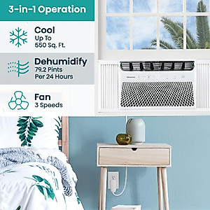 Hisense AHW1022CW1W 10,000 Smart Air Conditioner with Wi-fi Control, Dehumidifier, and Remote, 115V, Window AC Unit for Apartment, Bedroom, Medium Rooms up to 450 Square Feet in White, 10000 BTU