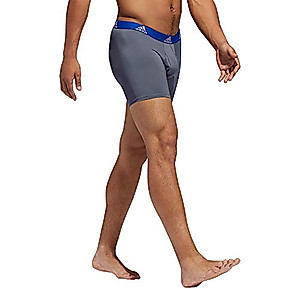 adidas Men's Performance Boxer Brief Underwear (3-Pack), Onix Grey/Black/Collegiate Royal Blue, Medium