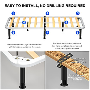 4Pcs Bed Support Legs, Adjustable Height Metal Bed Frame Support Legs, Bed Frame Center Support Bed Legs, Bed Frame Replacement Legs for King/Queen Bed Slats, Sofa, Furniture Cabinet(7"-12.5")