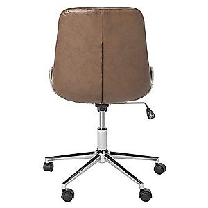 SAFAVIEH Home Collection Fletcher Brown Faux Leather/ Chrome Swivel Adjustable Height Office Desk Chair